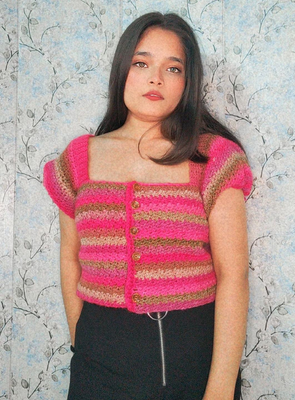 Handmade Woollen Top With Puff Sleeves