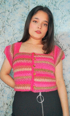 Handmade Woollen Top With Puff Sleeves