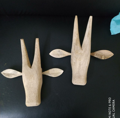 10" Wooden Uncarved Forehead Bull / Cow Head