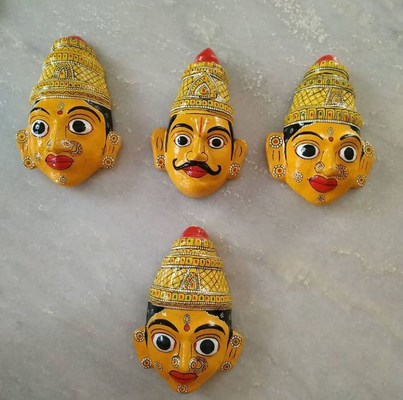 8.5" Ram and Sita Cheriyal Masks (Available as Pair or separately)