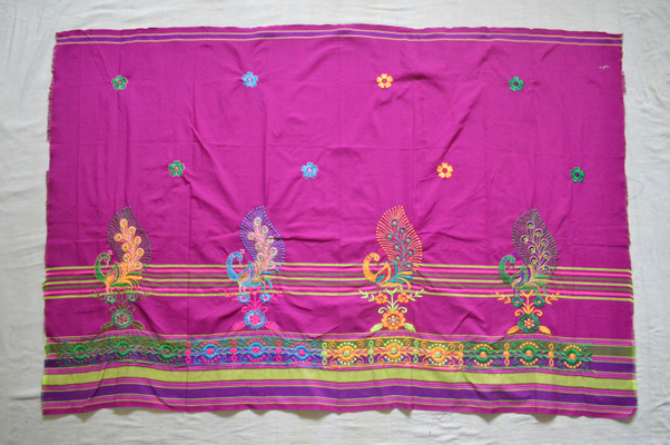 Embroidered Santali Panchi Saree With Dupatta