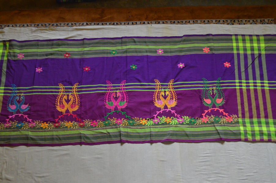 Embroidered Santali Panchi Saree With Dupatta
