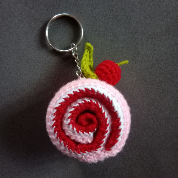 Crochet Woollen Swiss Roll Keychain
