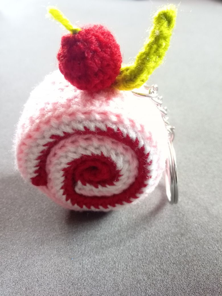 Crochet Woollen Swiss Roll Keychain