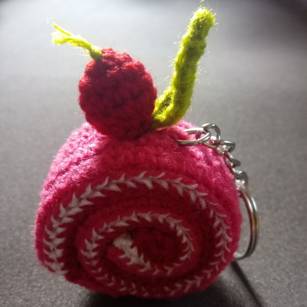 Crochet Woollen Swiss Roll Keychain