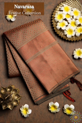 Cream Shine Silk Navarasa Saree