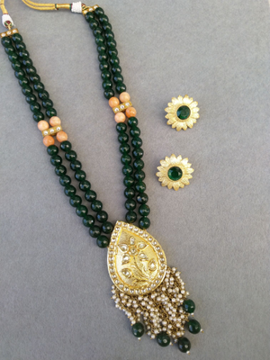 Green Onex Stone Bead Long Set