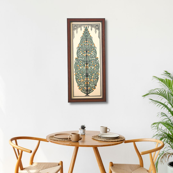 Green Tree of Life Tussar Silk Picture Frame | Pattachitra Painting
