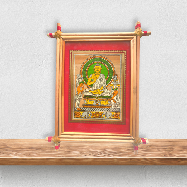 Meditative Budha & His Devotees Picture Frame | Hand printed Artwork