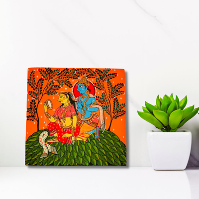 Hand Painted Pattachitra Radha Krishna Wall Plate