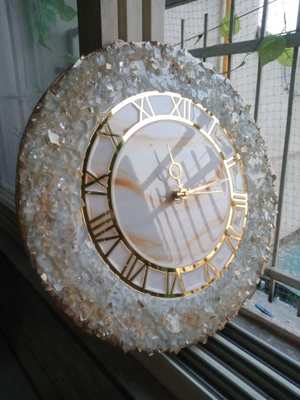 Resin Clock White & Gold Geode Wall clock