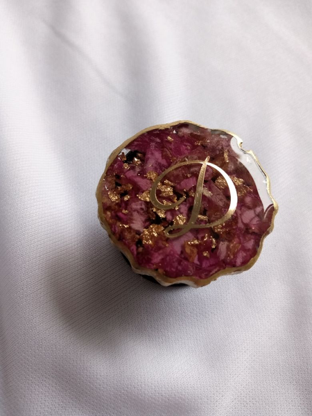 Real Pink Flower Preserved Pop Sockets With Initial