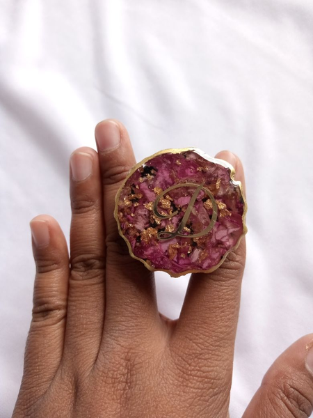 Real Pink Flower Preserved Pop Sockets With Initial