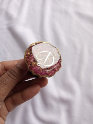 Real Pink Flower Preserved Pop Sockets With Initial