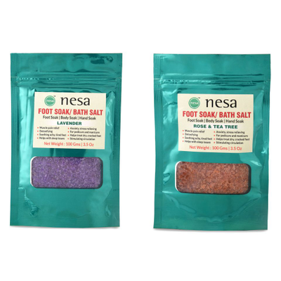 Nesa Bath Salt / Foot Soak Salt Combo [ Pack of 2] | Rose & Tea Tree ...