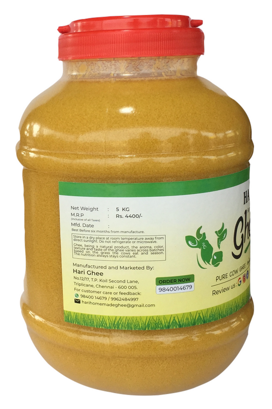 Hari Ghee | 5Kg | A2 Ghee | Pure Desi Cow Ghee | Home Made Ghee