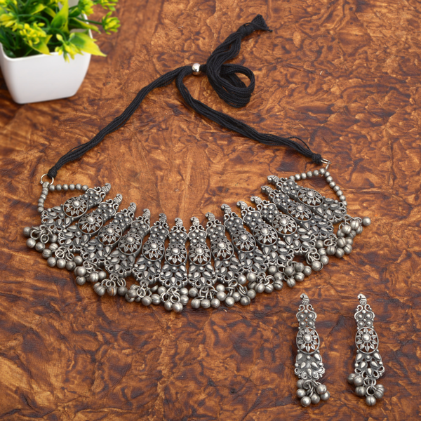 Zephyrr Handmade Oxidised silver-toned textured Afghani Turkish Choker ...