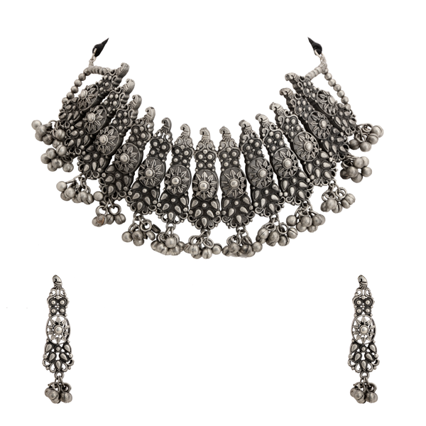 Zephyrr Handmade Oxidised silver-toned textured Afghani Turkish Choker ...