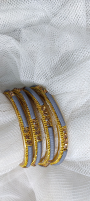 Traditional Gray Glass Bangles/ Kadhas