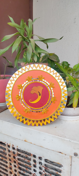 Ganapati Lip Pan Art With Mirror Work Wall Decor