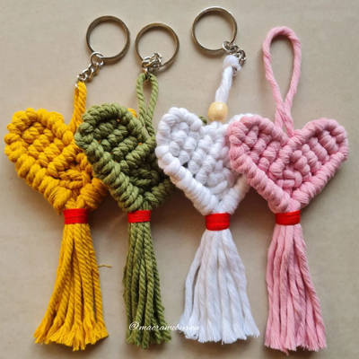 Macrame Heart Keyrings
