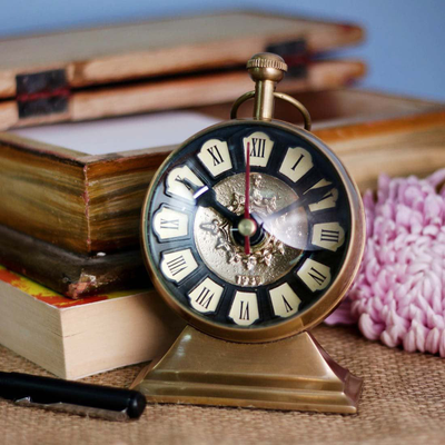 Brass Table Clock 3 Inch Analog Home & Office Decor Roman Dials