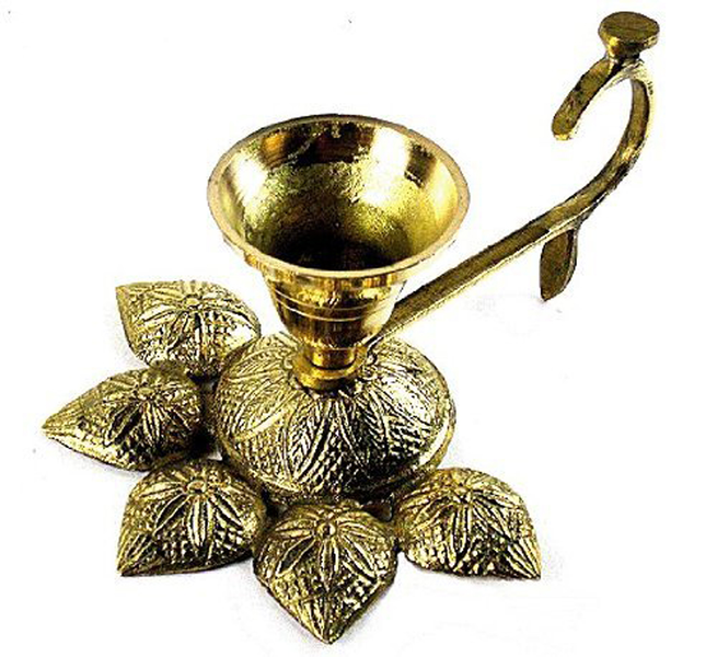 Rastogi Handicrafts Brass Panch AARTI ~ Hindu Puja Camphor Burner w ...