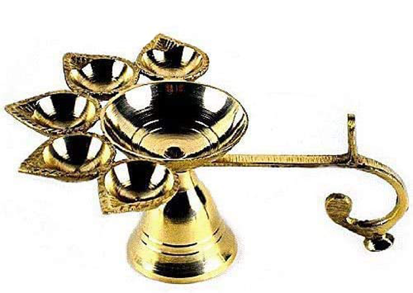 Rastogi Handicrafts Brass Panch AARTI ~ Hindu Puja Camphor Burner w ...
