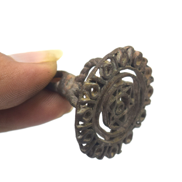 Antique Hindu Auspicious Ritual Tilak Stamp, Indian Brass Jali Cut ...