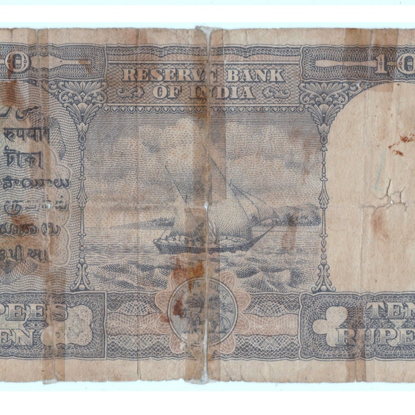 Original 10 Rs British India Note C.D. Deshmukh Signed king George VI ...