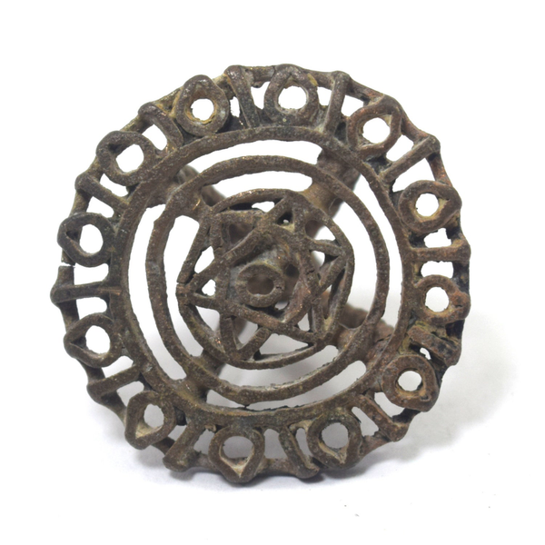 Antique Hindu Auspicious Ritual Tilak Stamp, Indian Brass Jali Cut ...