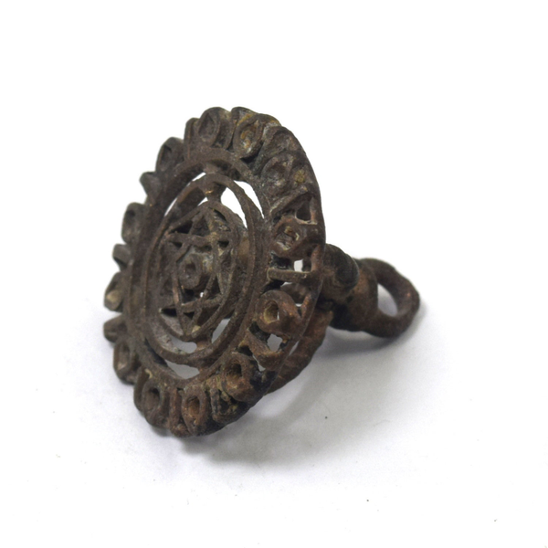 Antique Hindu Auspicious Ritual Tilak Stamp, Indian Brass Jali Cut ...