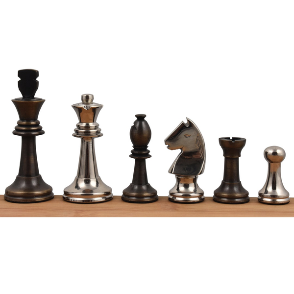 13" Brass Metal Staunton Luxury Chess Pieces & Board Set- with Rosewood ...