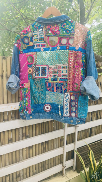Classic Patchwork Jacket With Hand Embroidered Fabrics, Mirrors And More