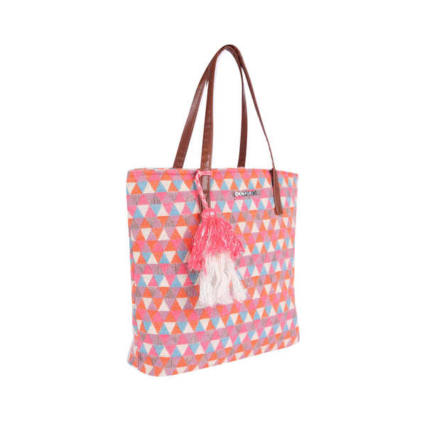 ASTRID pink triangles shopper bag with tassels