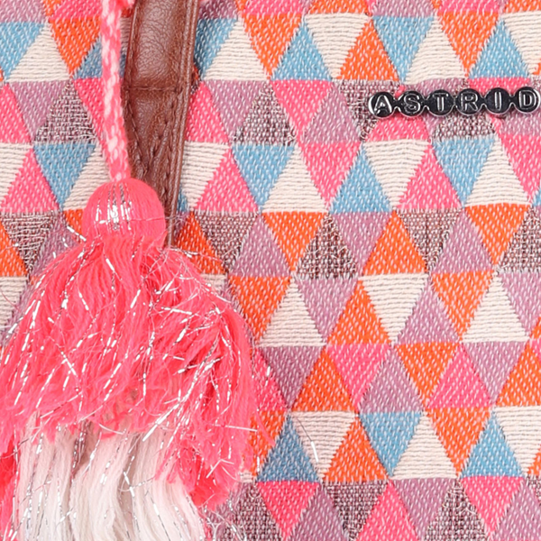 ASTRID pink triangles shopper bag with tassels