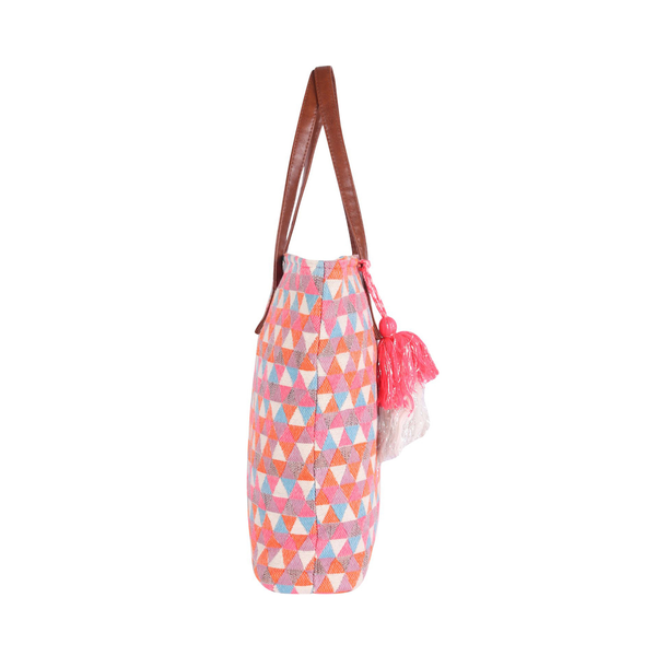 ASTRID pink triangles shopper bag with tassels