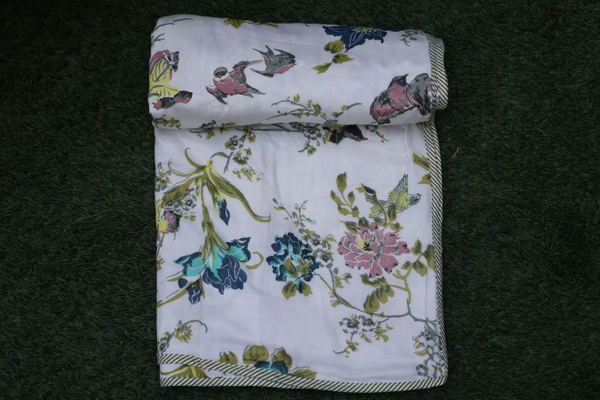 Single Bed Dohar, Flannel Dohar, Hand Screen Printed, Twin Size, A.c ...