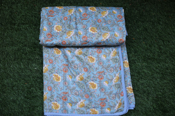 Single Bed Dohar, Flannel Dohar, Reversible Hand Screen Printed, Twin ...