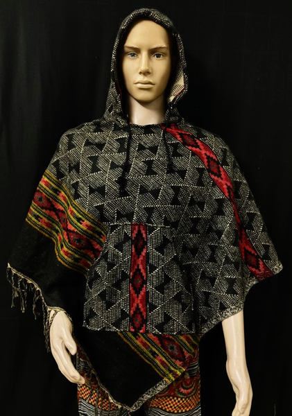 Boho Poncho | Black Red