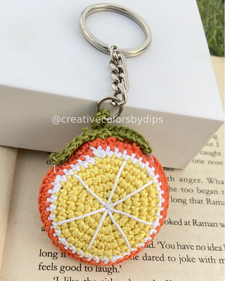 Orange Fruit Crochet Keychain