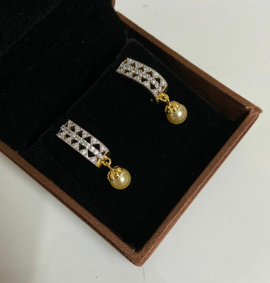 Half Bali earring with pearl drop (Diamond look alike jewellery)