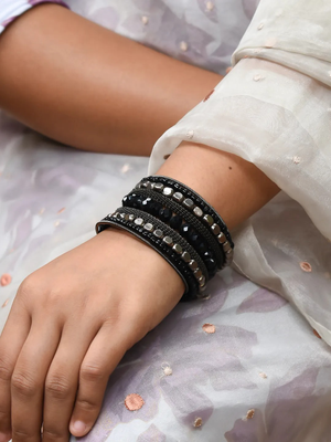 Circular Design Black Alloy Bracelets | Birthday & Anniversary Gift