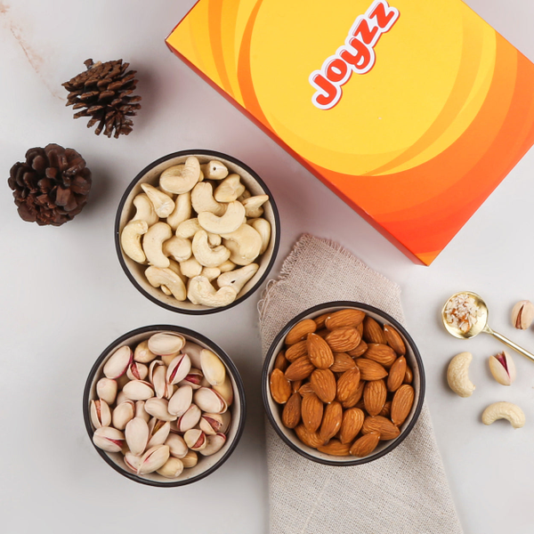 Joyzz Premium California Almonds + Premium Jumbo Cashews + Premium Salted Pistachio