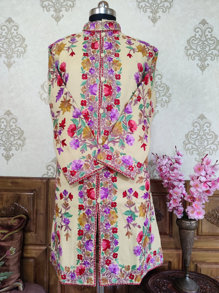 KASHMIRI JACKET WITH FLORAL EMBROIDERY , BOHO EMBROIDERY JACKET