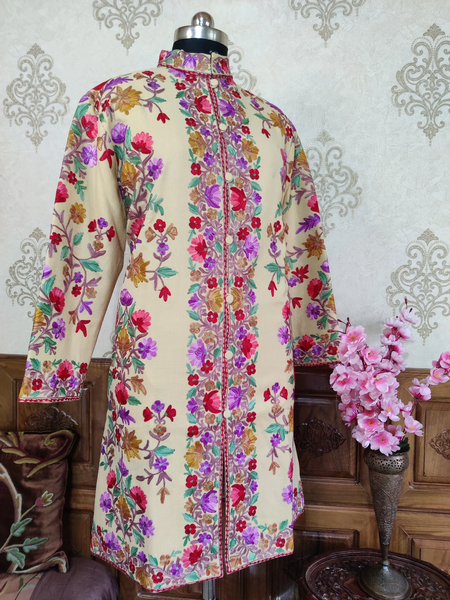 KASHMIRI JACKET WITH FLORAL EMBROIDERY , BOHO EMBROIDERY JACKET