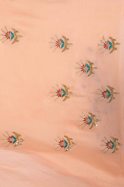 Fiery Red Saree In Silk With Zardozi Embroidered Floral Deign On The ...