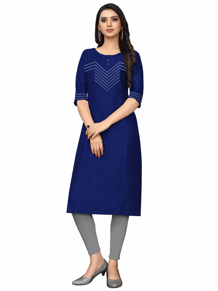 Vismay Royal Blue Kurti with Silver Zari Work