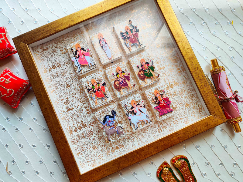 Nav Devi Roop Matchbox Frame - Diwali Gift