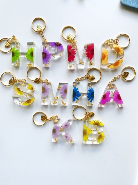 Floral Alphabet Key Chain